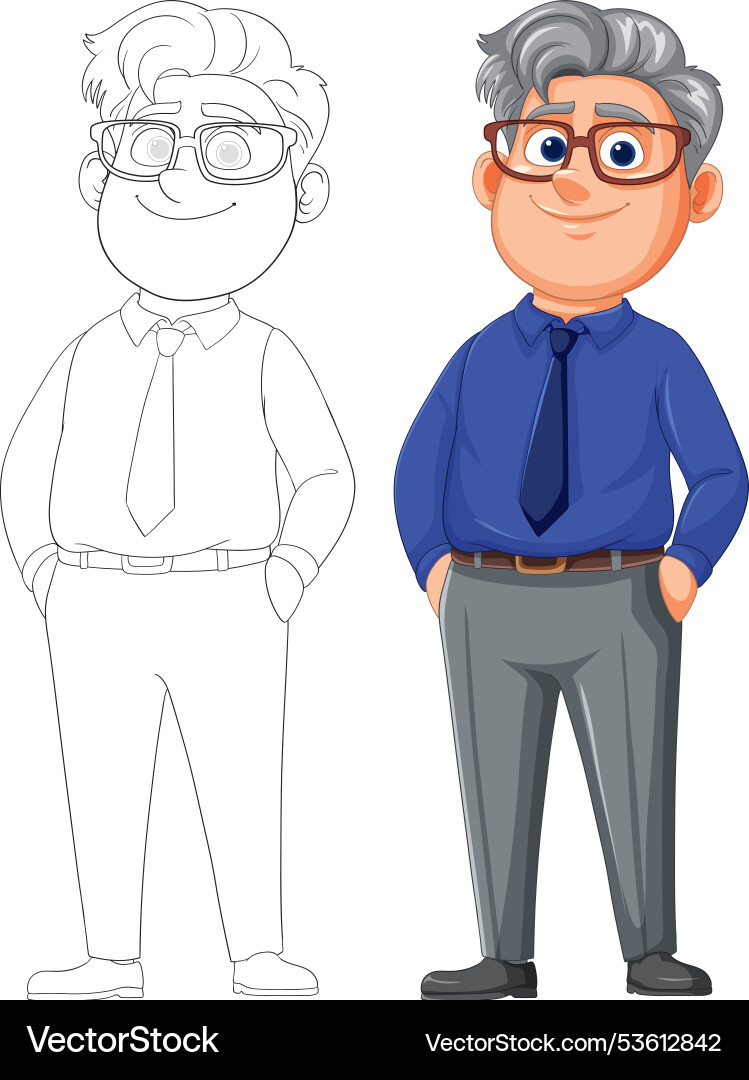 Smiling man in formal attire with glasses Vector Image