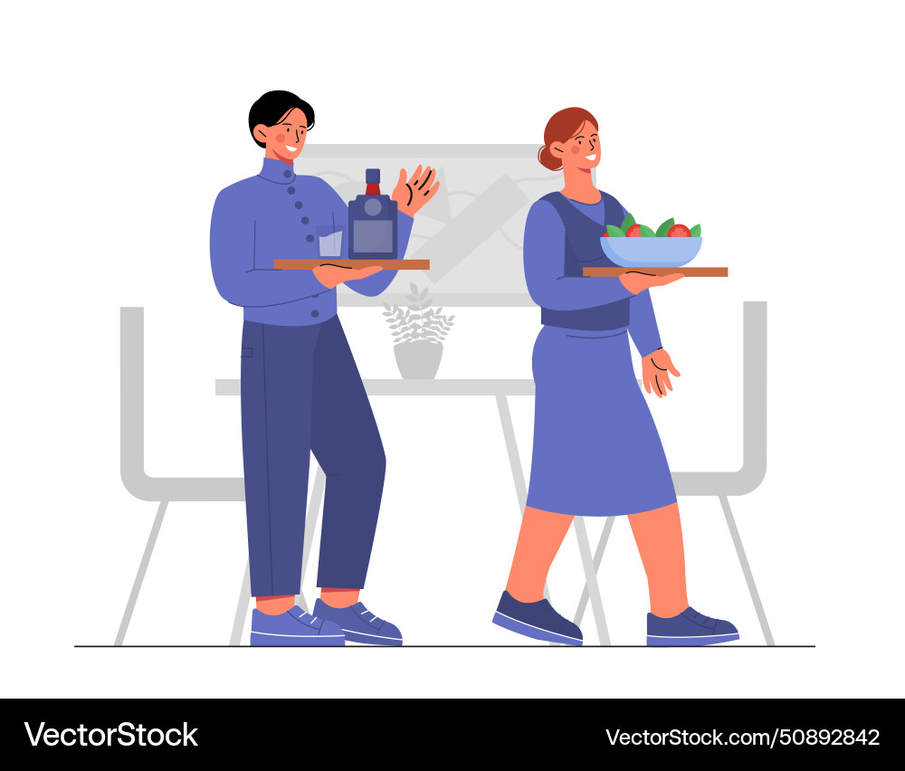 Waiters in restaurant Royalty Free Vector Image