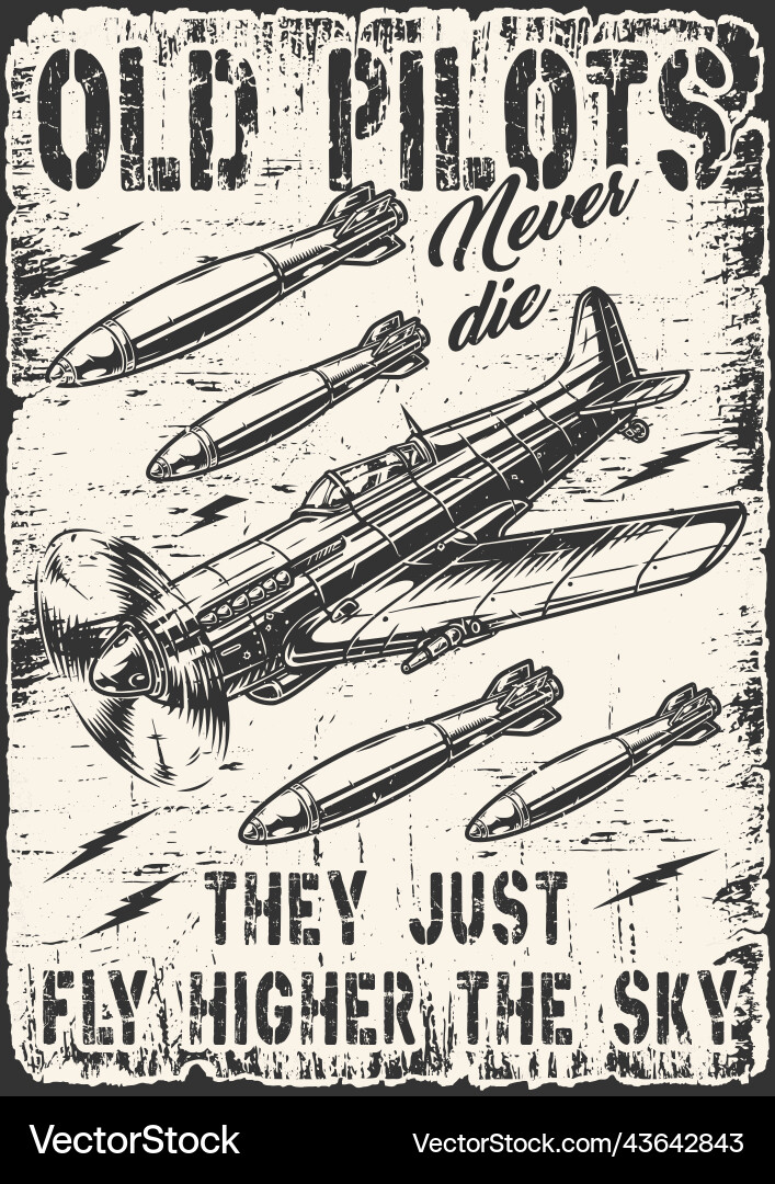 Air force monochrome vintage poster Royalty Free Vector