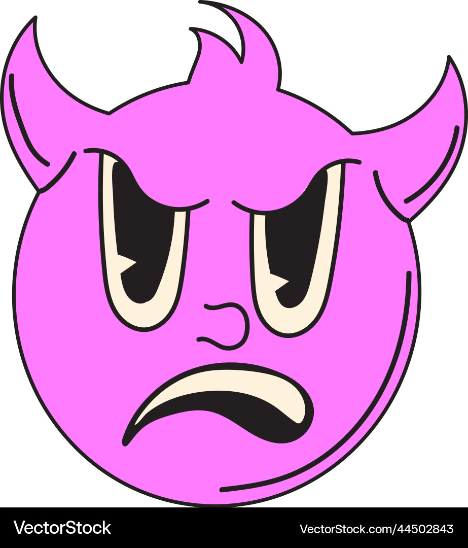 Angry devil face comic demon head sticker Vector Image
