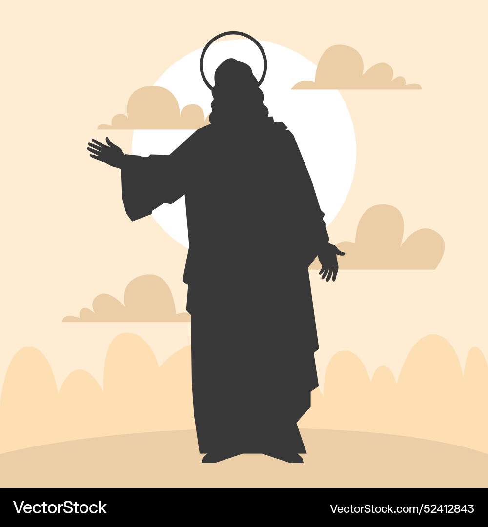 Flat design jesus silhouette Royalty Free Vector Image