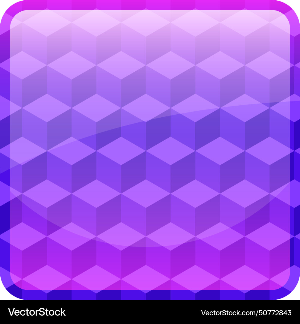 Glossy purple button with cube pattern geometric Vector Image
