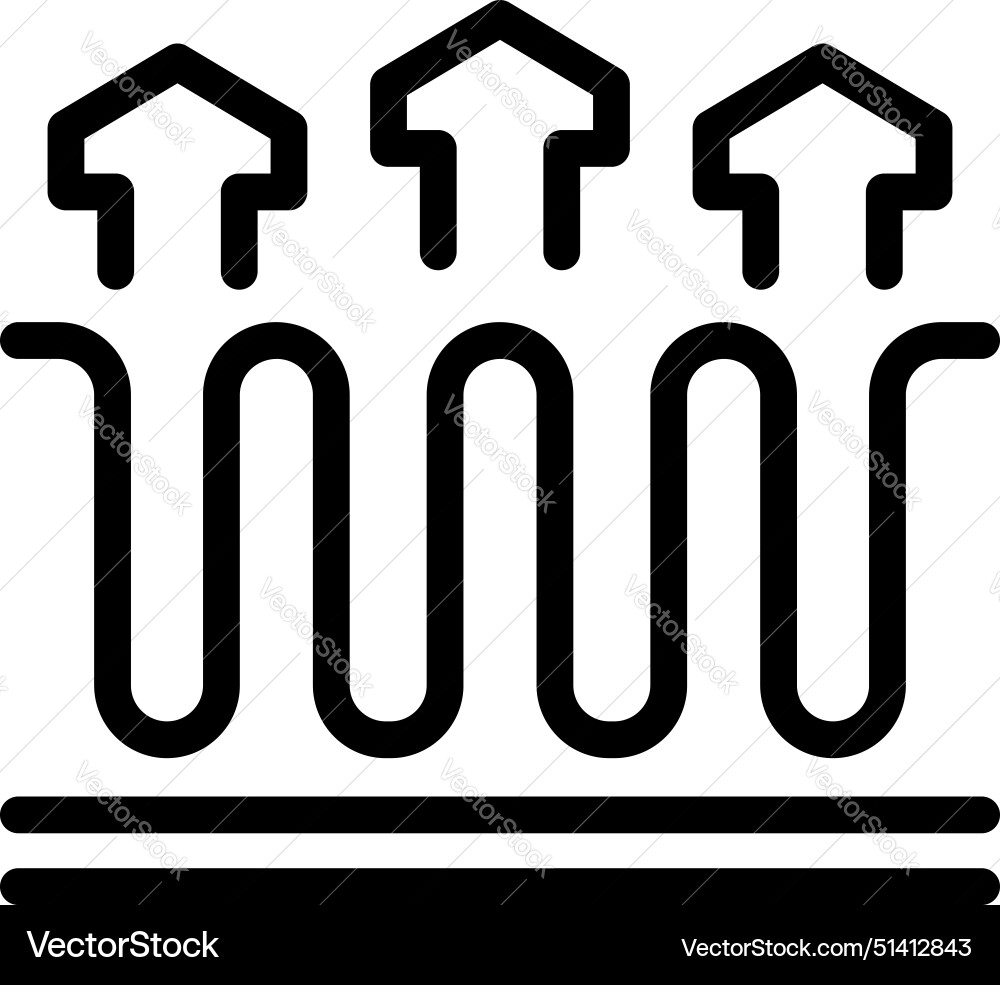 Heating system icon with upward arrows Royalty Free Vector