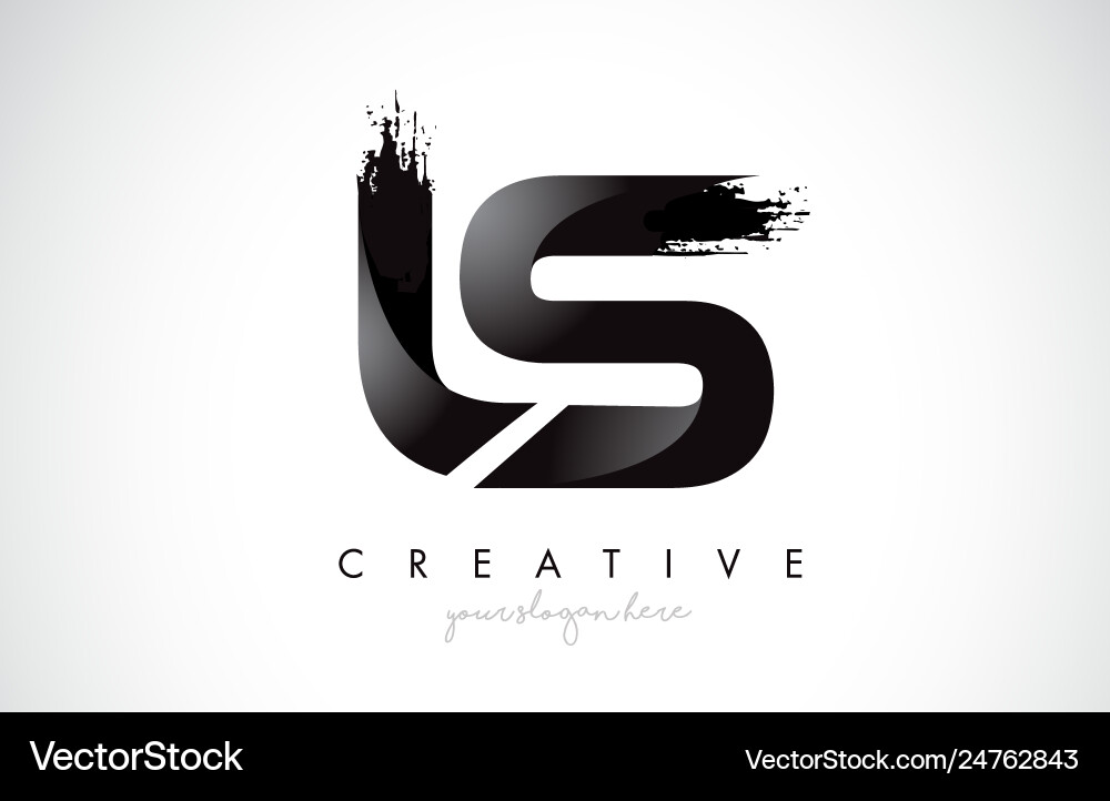 Ls letter design with brush stroke and modern 3d Vector Image
