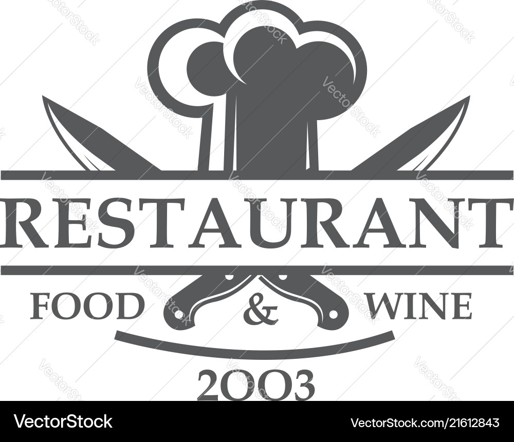 Restaurant label with knives and chef hat Vector Image