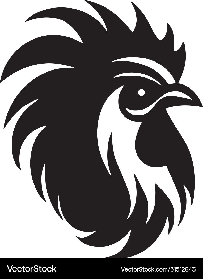 Rooster - black and white Royalty Free Vector Image