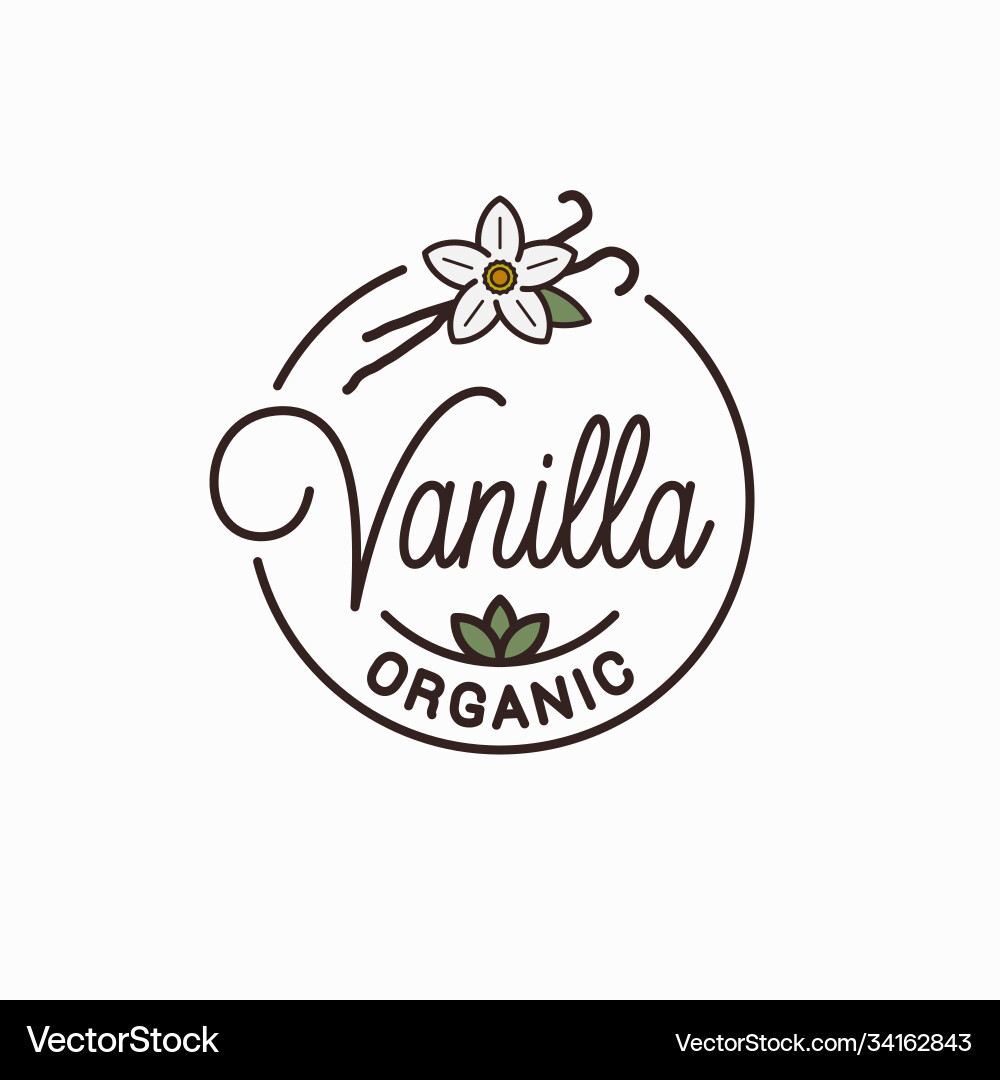 Vanilla logo round linear flower Royalty Free Vector Image