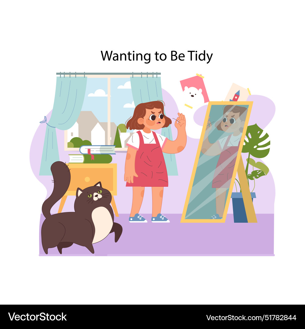 Aspiring tidiness concept flat Royalty Free Vector Image