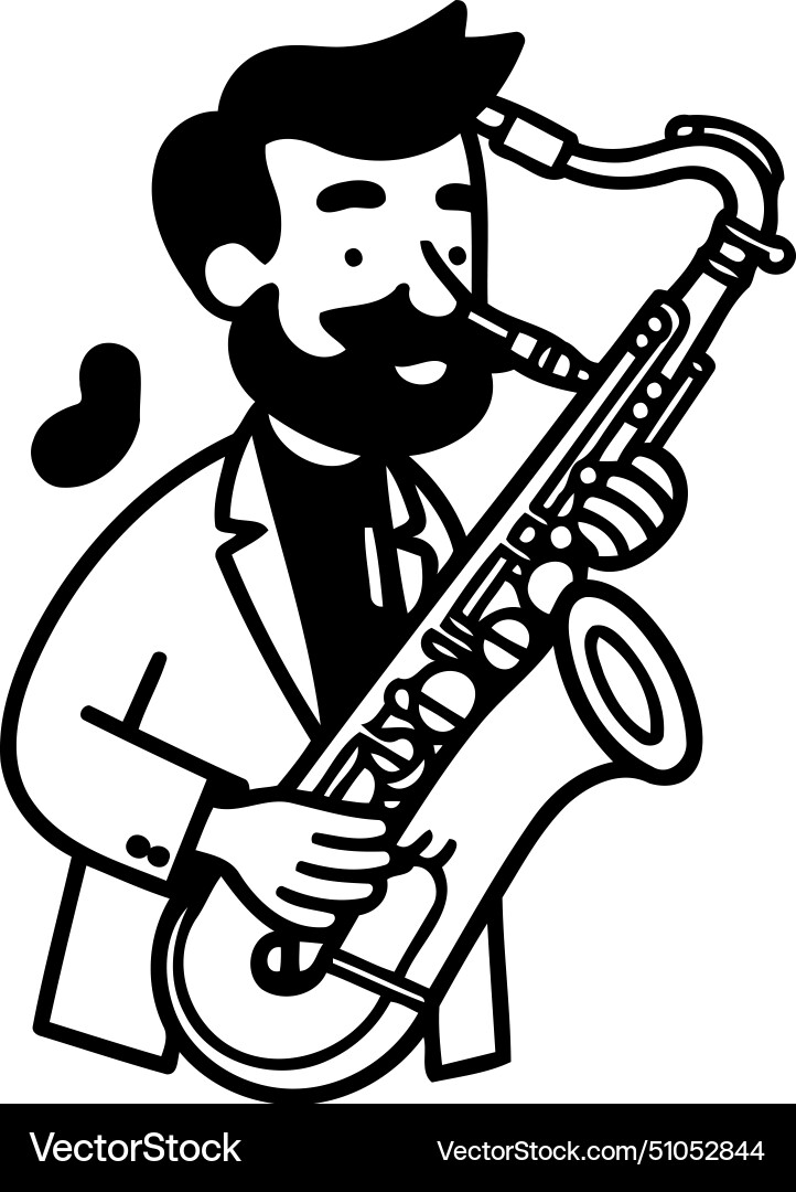 Cartoon saxophonist with a saxophone Royalty Free Vector