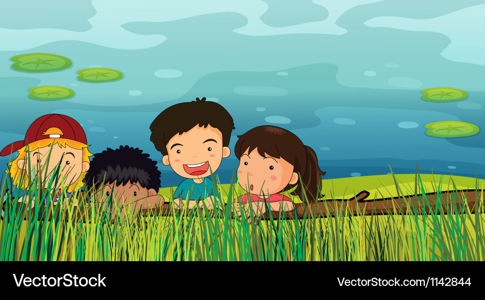 Children peeking Royalty Free Vector Image - VectorStock