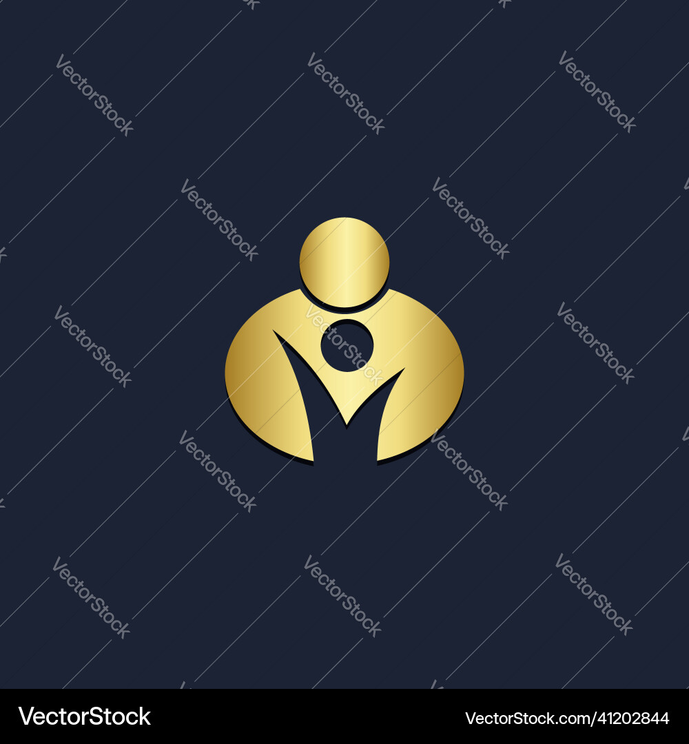 Partner leadership abstract gold logo Royalty Free Vector