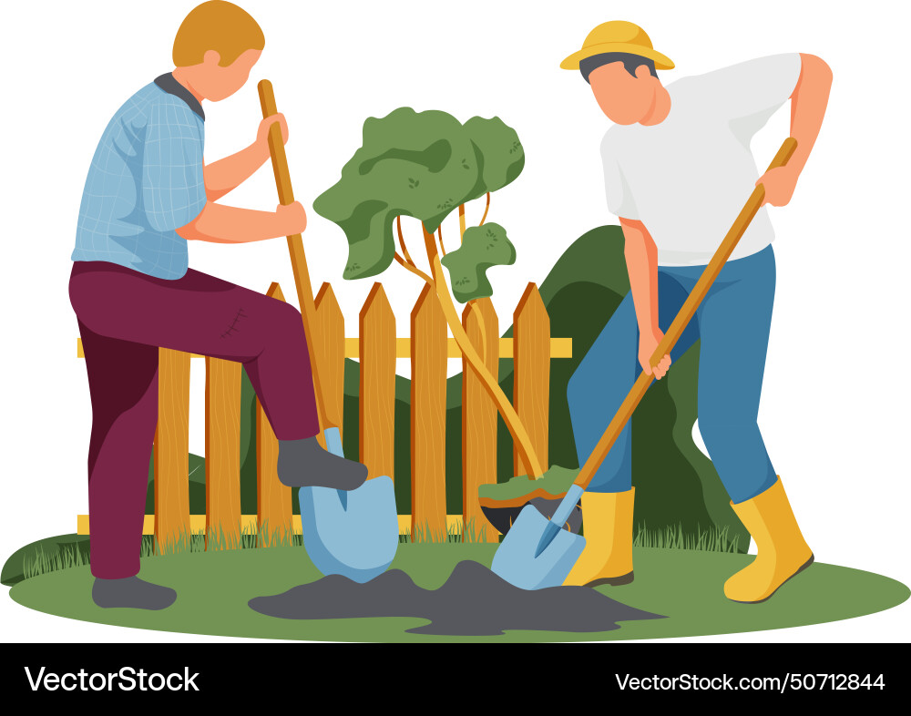 Planting tree composition Royalty Free Vector Image