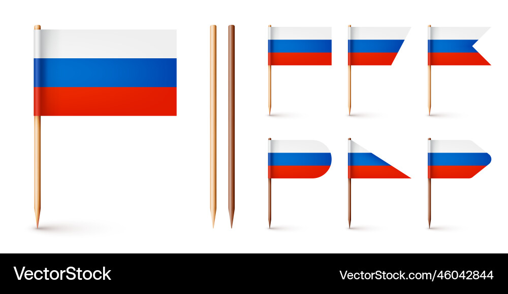 Realistic various russian toothpick flags Vector Image