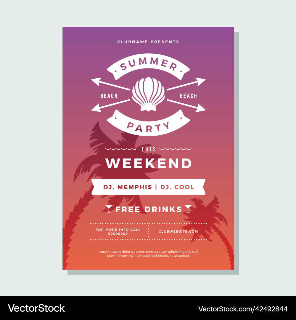 Vibrant gradient retro summer party poster Vector Image