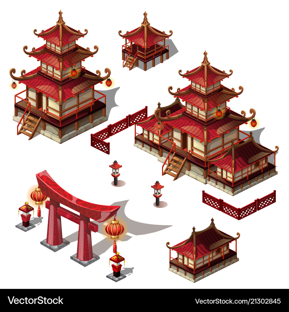 Chinese Temples Isometric Vector Images (over 440)