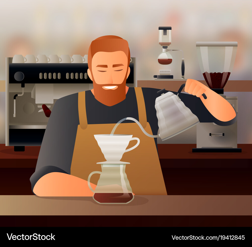 Barista gradient composition Royalty Free Vector Image