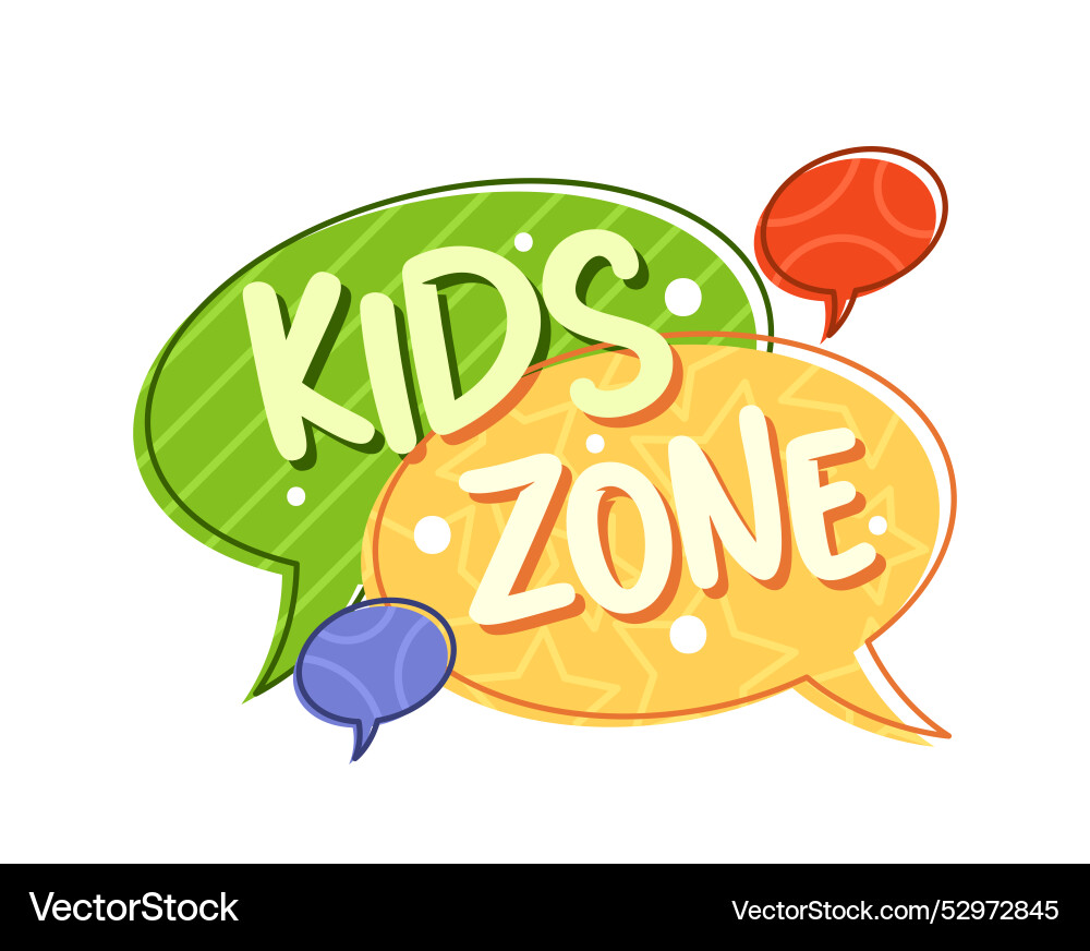 Colorful kids zone sign with speech bubbles Vector Image