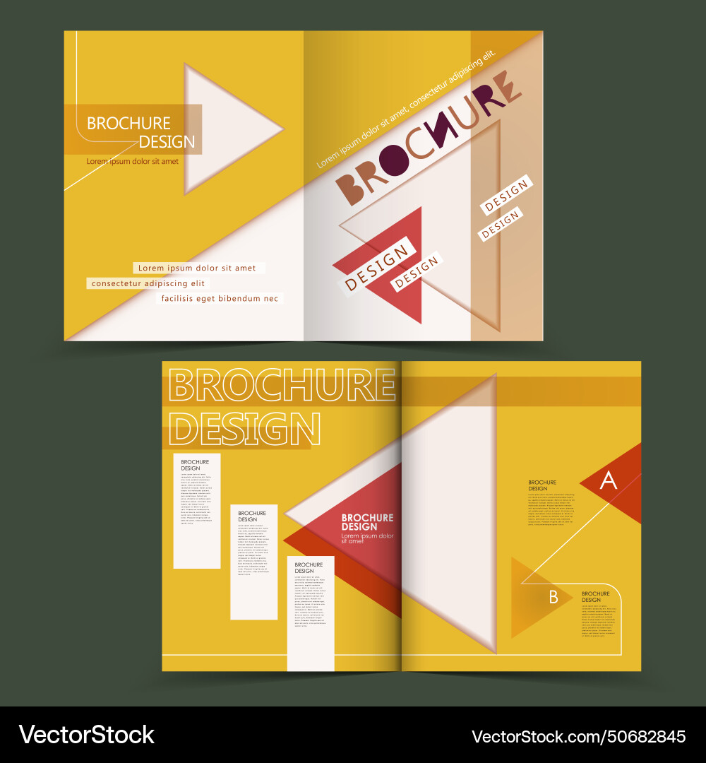 Creative geometric half-fold brochure design Vector Image