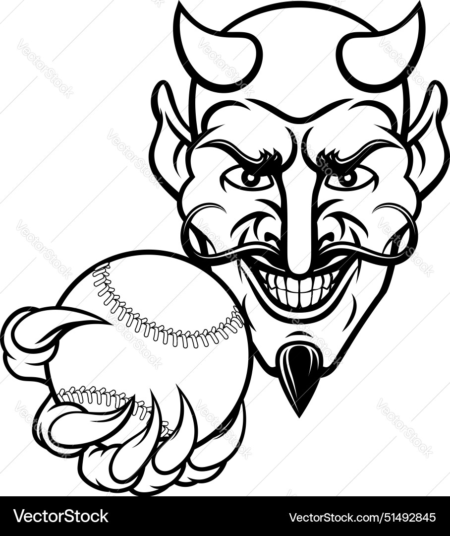 Devil baseball sports mascot Royalty Free Vector Image