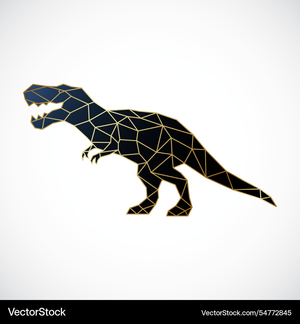 Geometric black and gold t-rex Royalty Free Vector Image