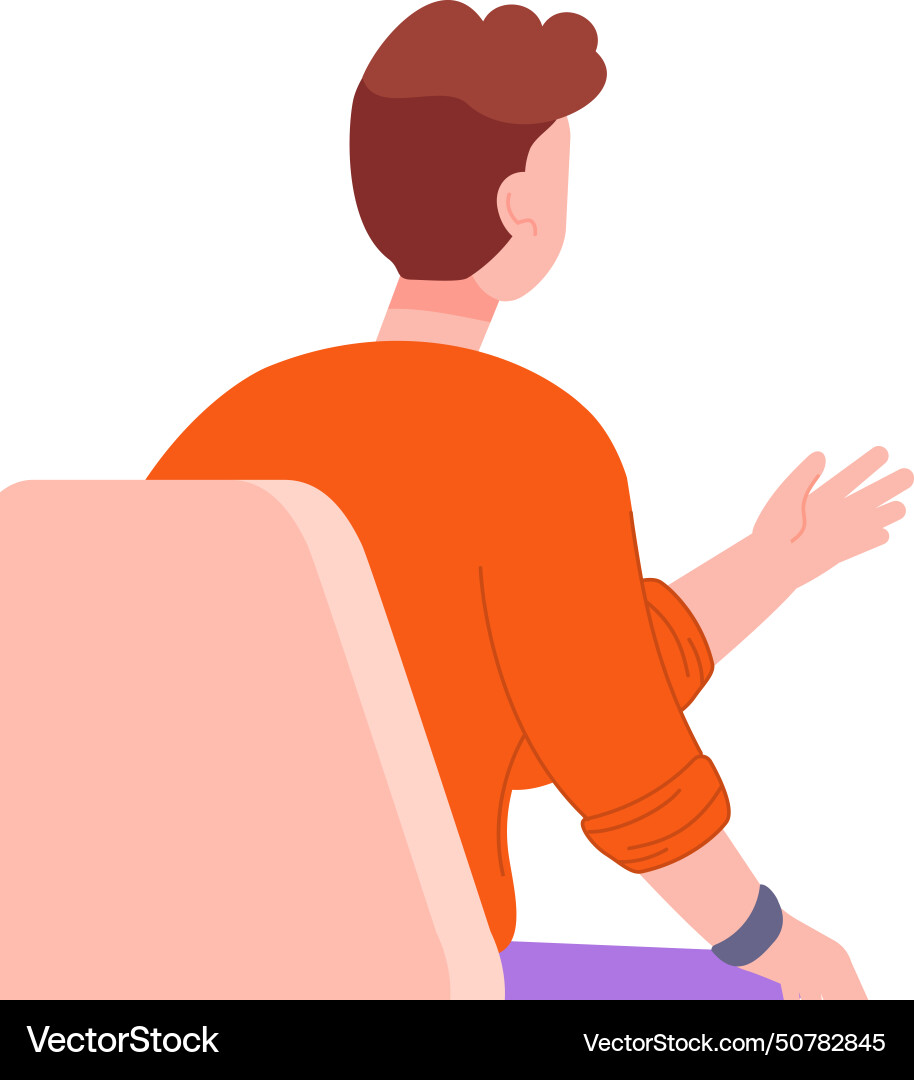 Man gesturing person sit on chair rear view Vector Image