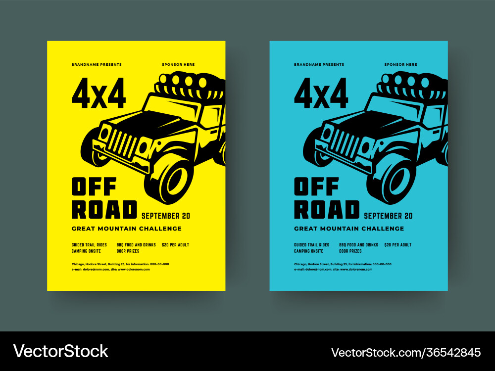 Off road truck competition poster or flyer event Vector Image