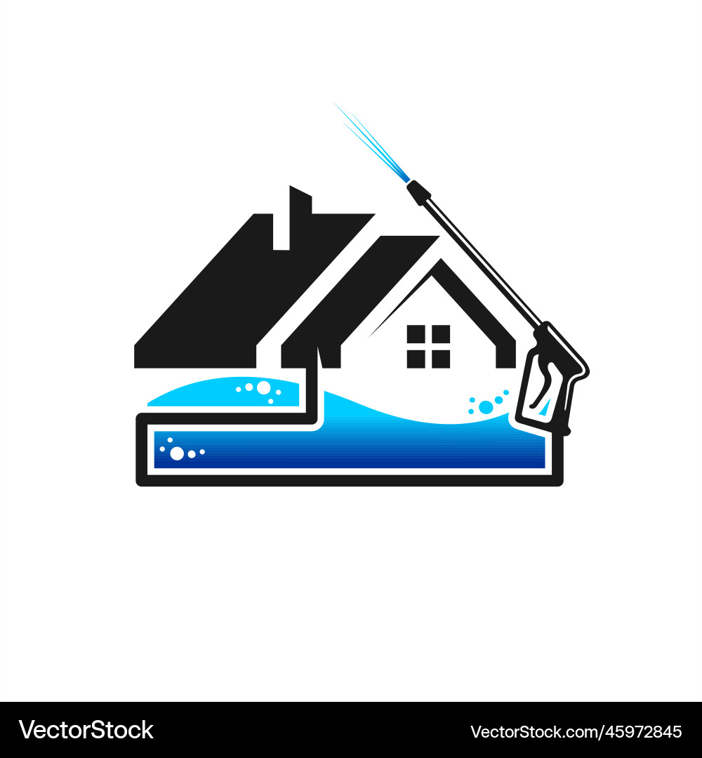 Power wash logo with house concept Royalty Free Vector Image