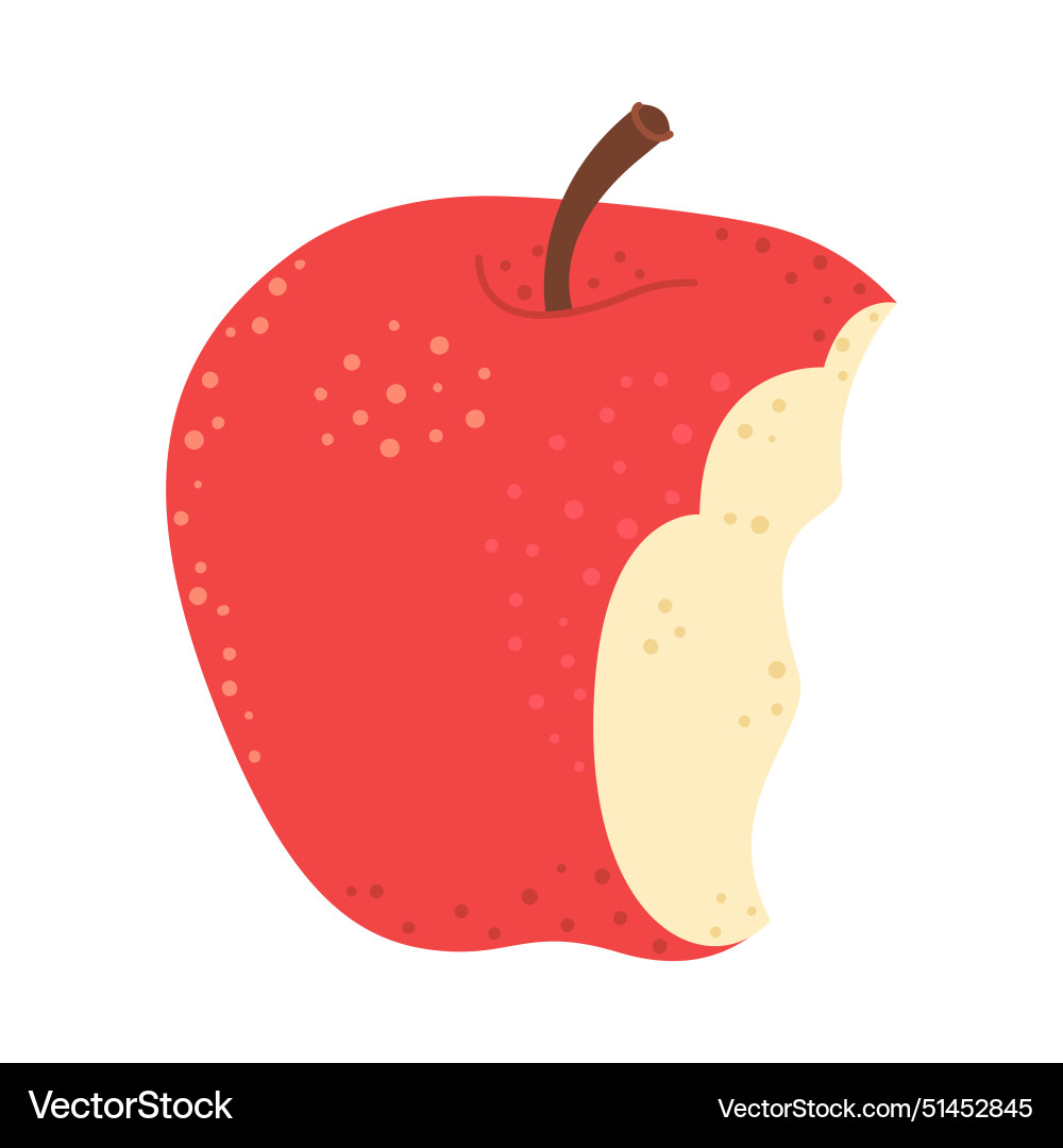 Red bitten apple hand drawn trendy flat style Vector Image