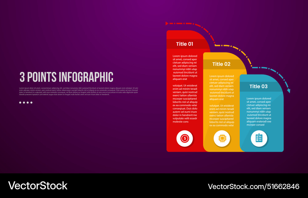 3 points or step process infographic with round Vector Image