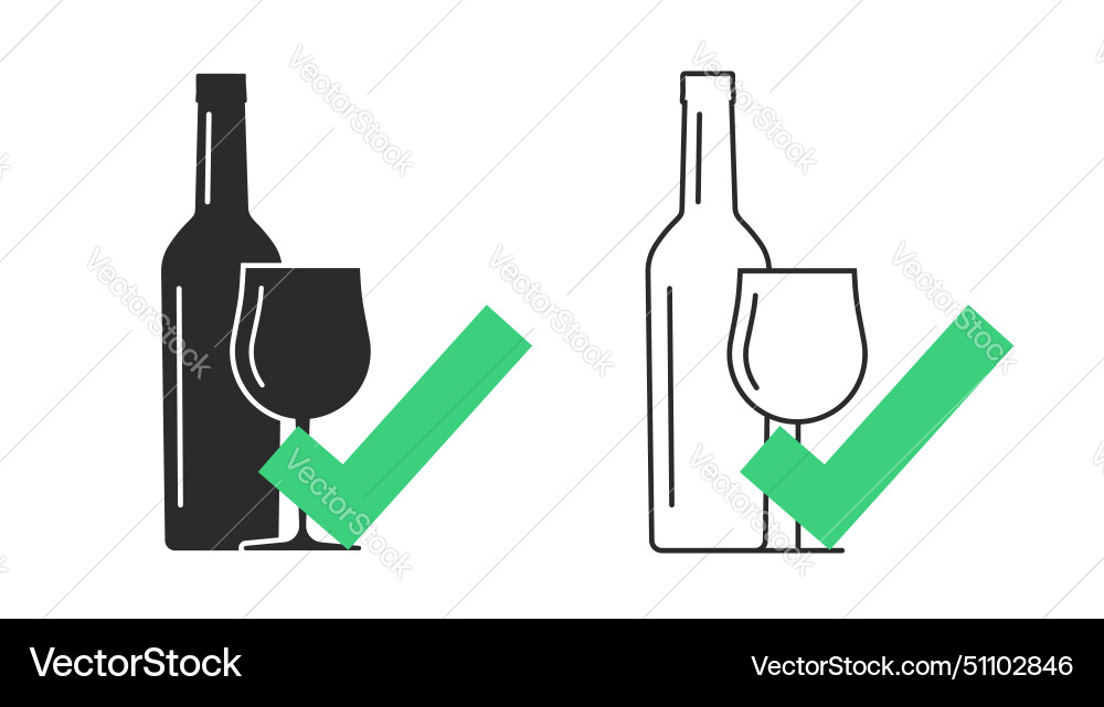 Alcohol allowed area sign icon beverage verified Vector Image