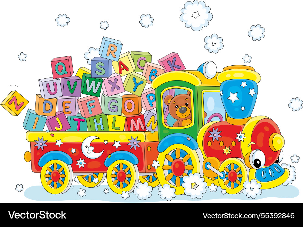 Alphabet blocks in a toy train Royalty Free Vector Image