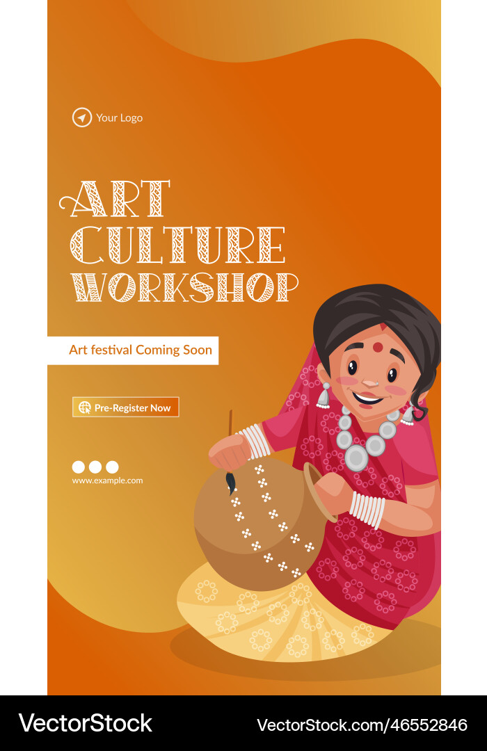 Art culture workshop portrait template Royalty Free Vector