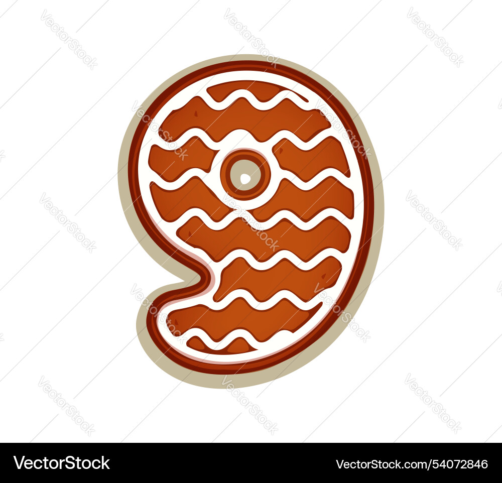 Christmas font gingerbread cookie number 9 type Vector Image