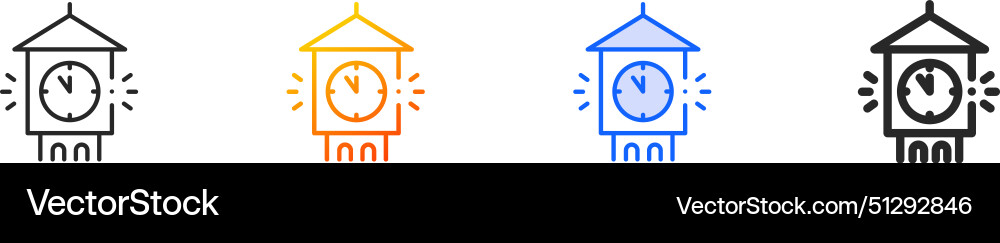 Clock tower iconthin linear gradient blue stroke Vector Image