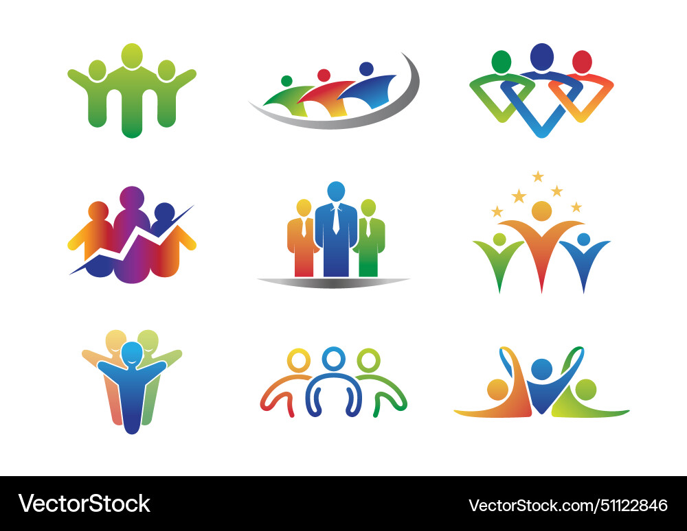 Creative colorful three people collection logo Vector Image
