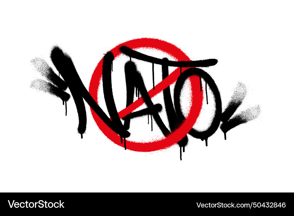 Crossed out nato sprayed font with overspray Vector Image