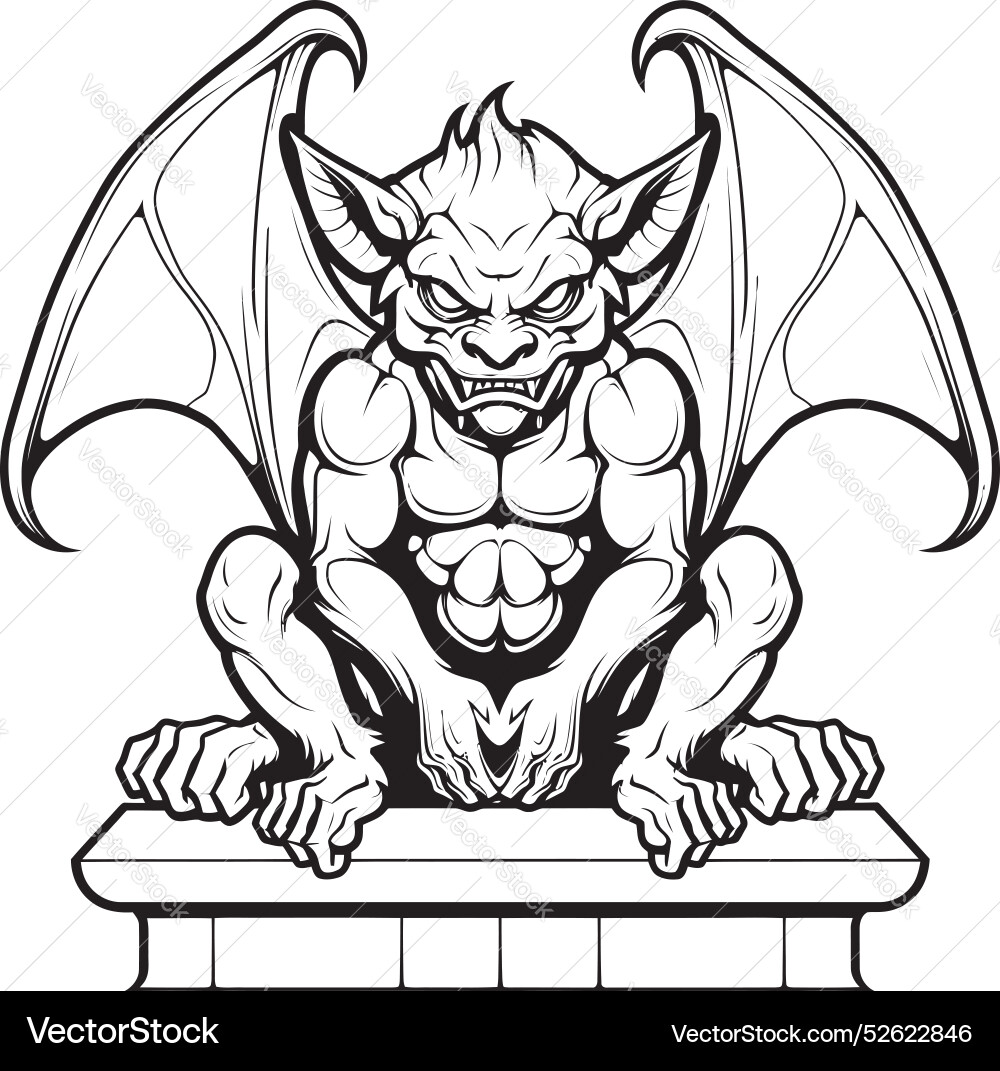 Ethereal guardian graphics depicting gargoyle Vector Image