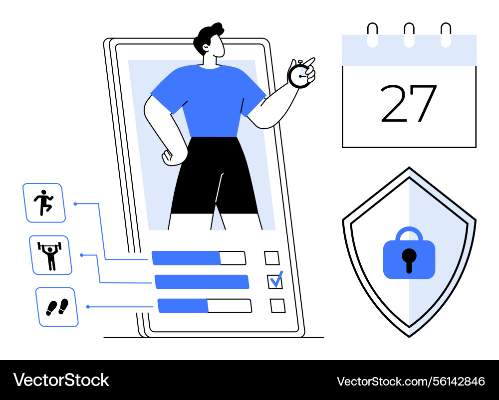 Fitness tracking app overview with activity Vector Image