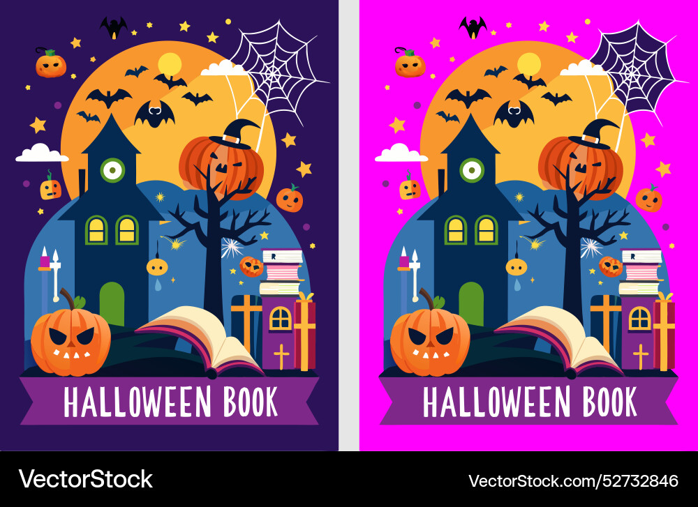 Halloween book cover design template Royalty Free Vector