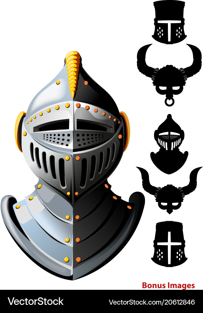 Knights helmet Royalty Free Vector Image - VectorStock