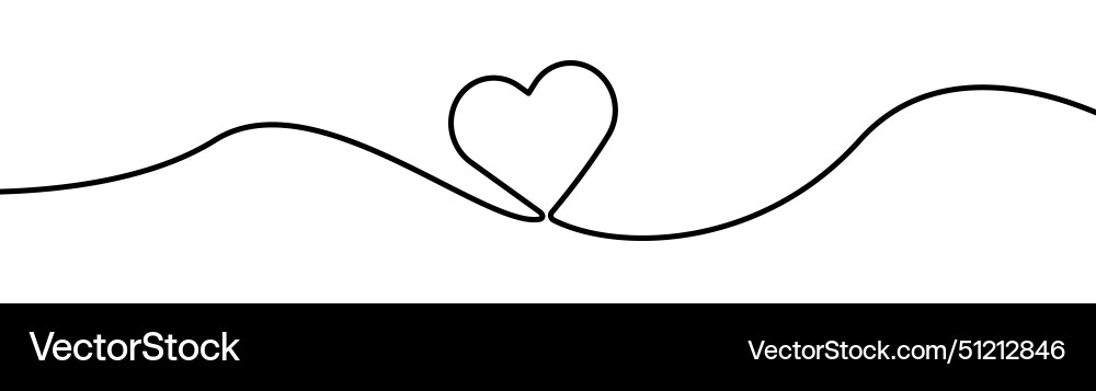 Love heart shape drawing by continuos line thin Vector Image