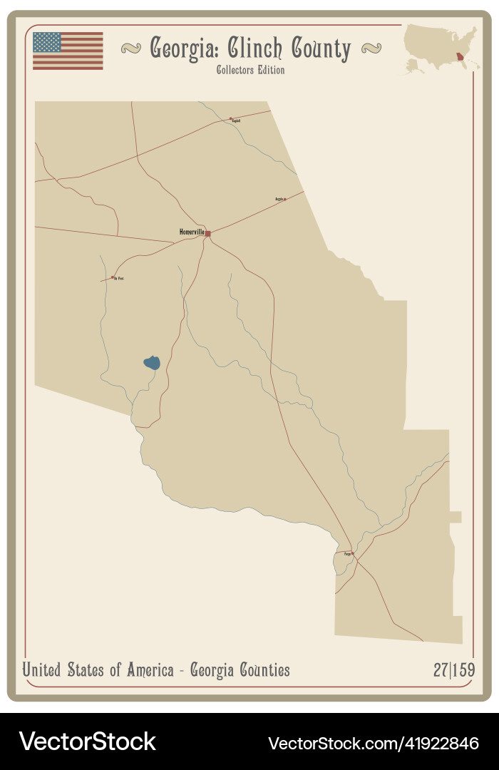 Map of clinch county in illinois Royalty Free Vector Image
