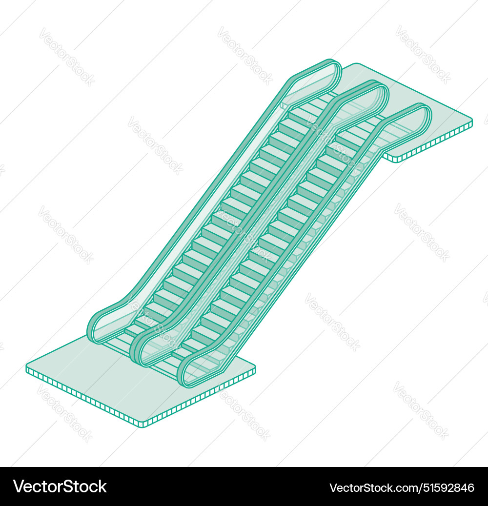 Modern isometric escalator outline object Vector Image