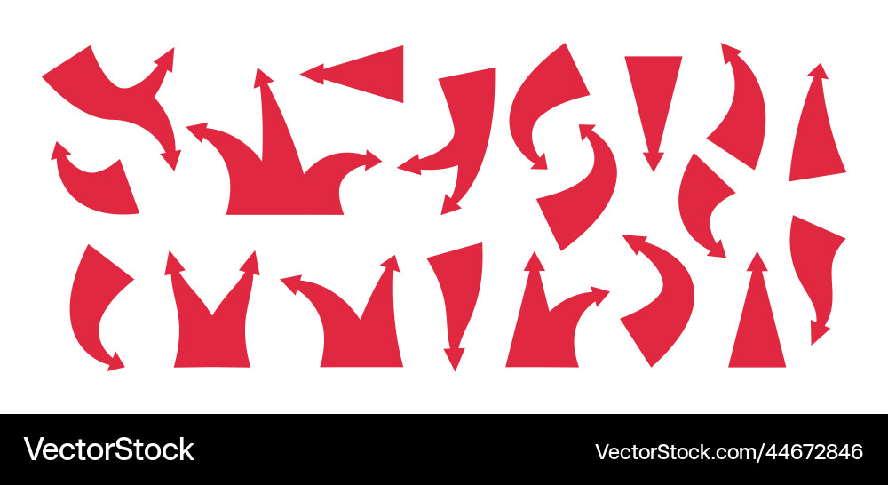 Red attack arrows cartoon pointer icons for map Vector Image