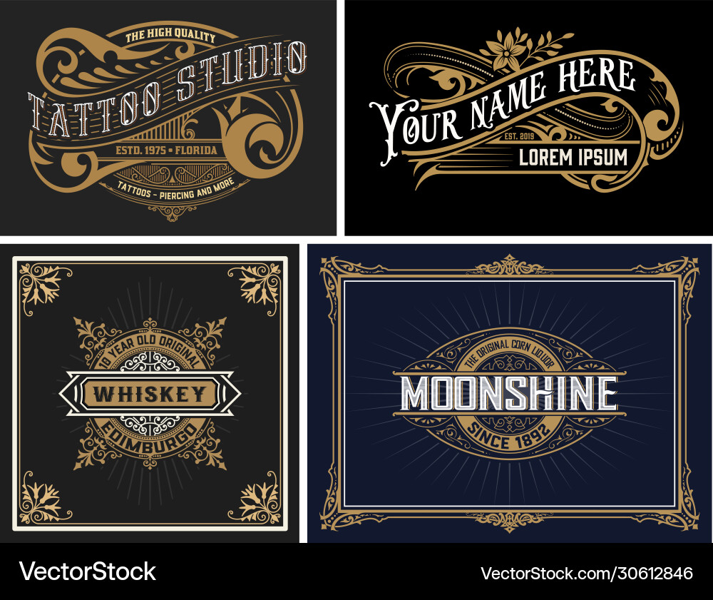 Set 4 vintage logos layered Royalty Free Vector Image