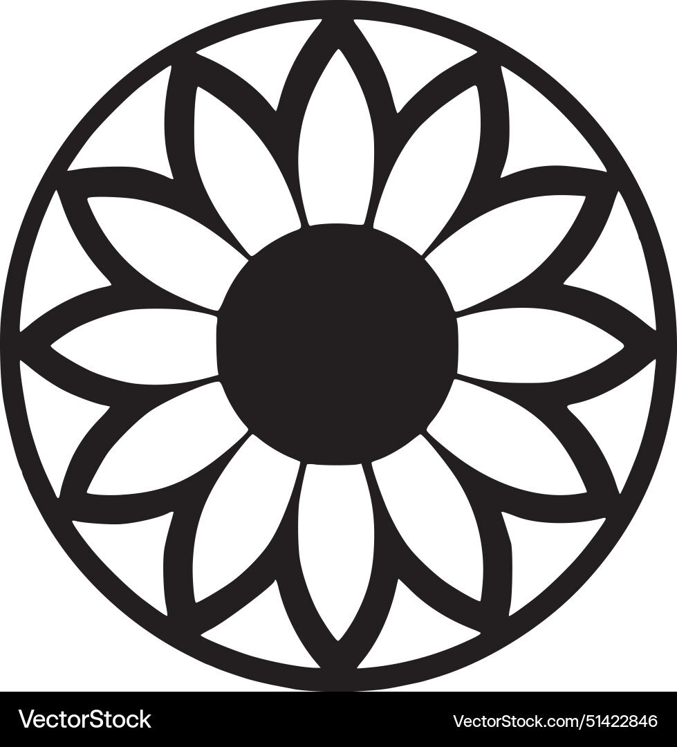 Sunflower - black and white isolated icon Vector Image