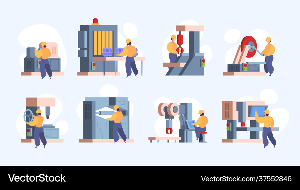 Worker characters factory workers industrial Vector Image