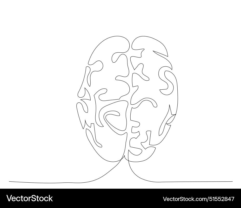 Continuous one line drawing of human brain genius Vector Image