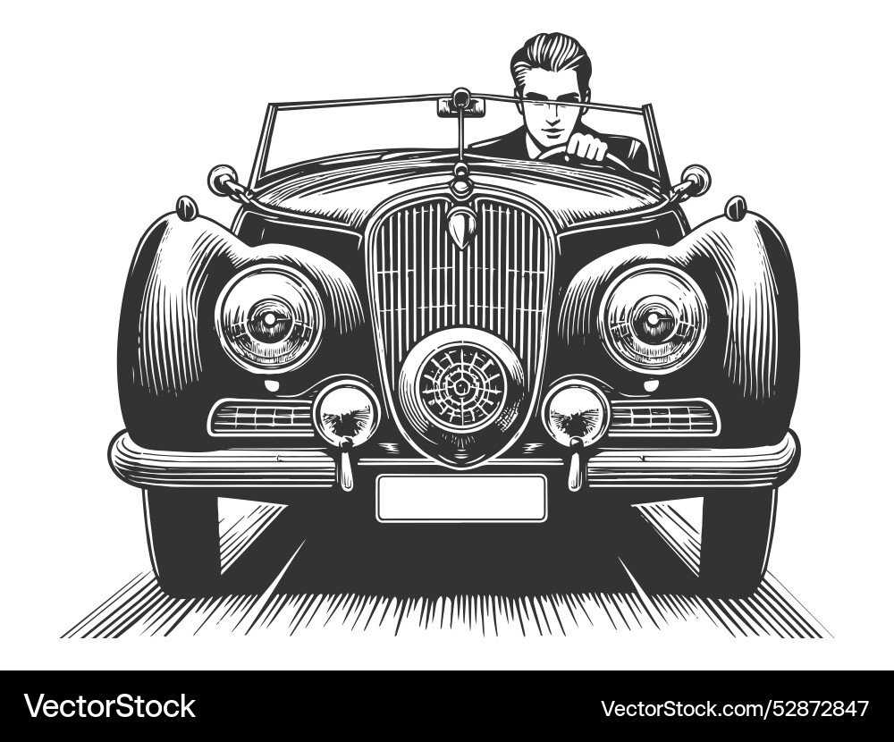 Convertible car with driver Royalty Free Vector Image