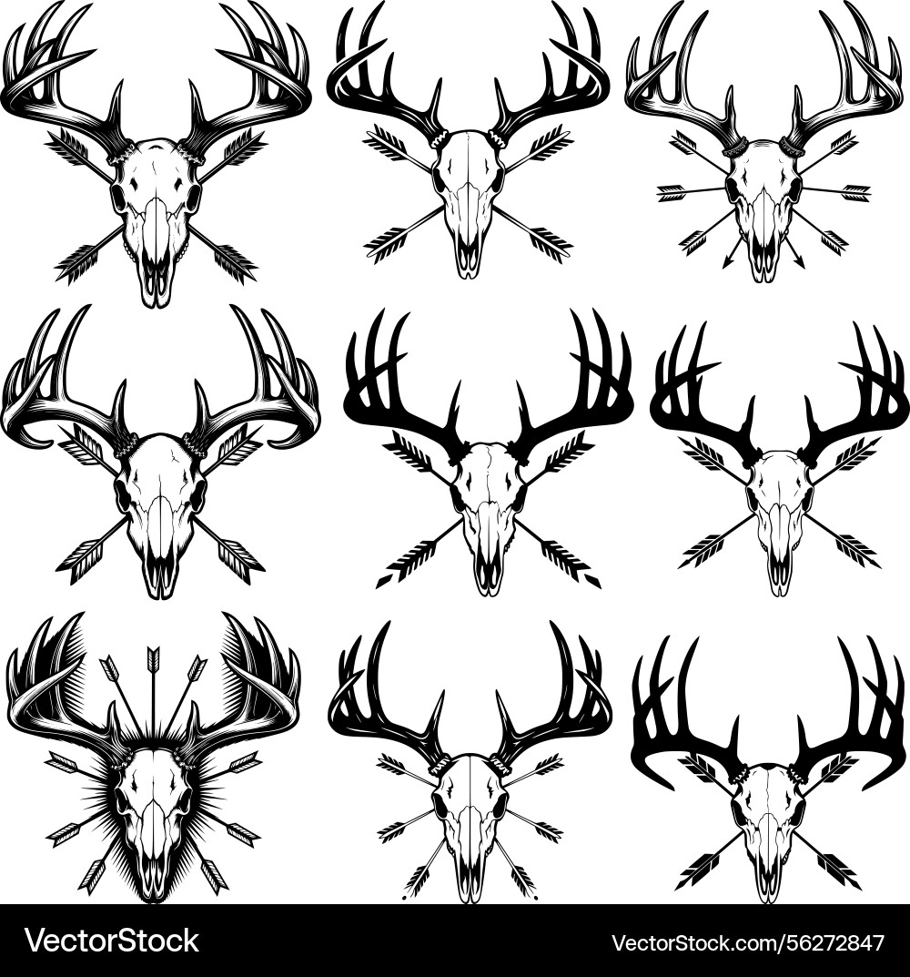 Deer Skull Hunting SVG Bundle Royalty Free Vector Image